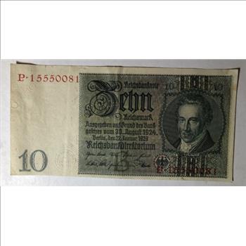 1924 Germany 10 Reichsmark Reichsbanknote | Property Room