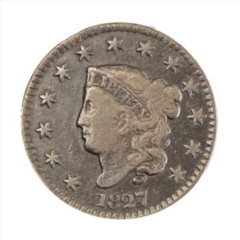 - 1827 U.S. Matron Head Large Cent - Full Liberty Headband - Nice ...