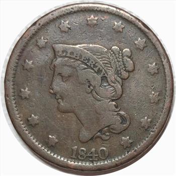 1840 U.S. Braided Hair Large Cent - Large Date | Property Room