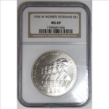 1994 U.S. Women in Military Service Commemorative Silver One Dollar ...