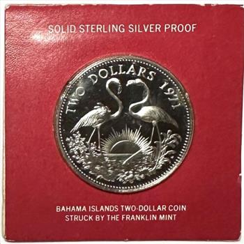 - 1971 Bahamas Sterling Silver Proof Flamingo Two Dollar Coin ...