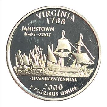 * 2000-S U.S. Silver State Quarter Honoring Virginia - Jamestown ...