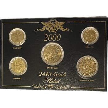 >2000-P U.S. 24Kt Gold Layered Coin Set - 5 Coins Including Sacagawea ...