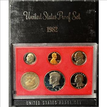* 1982-S United States Proof Set - 5 Coins & Dept of Treasury Token in ...