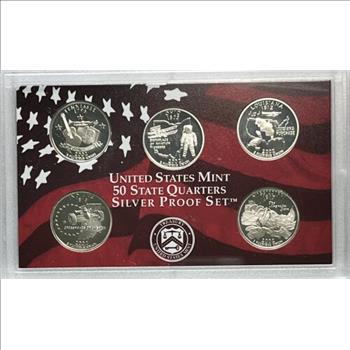 * 2002-S U.S. * Silver * State Quarter Set - 5 Coins in Acrylic Mint ...