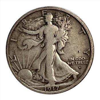 1917-D U.S. Silver Walking Liberty Half Dollar - Obverse Mint Mark - Low Mintage | Property Room