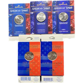 . 5 Hallmark American Spirit Collection Uncirculated State Quarters ...