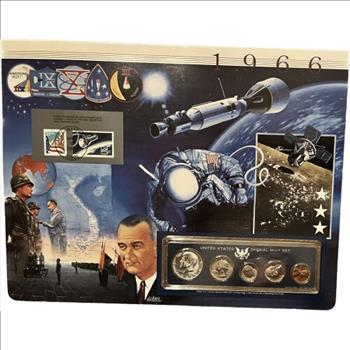 * 1966 U.S. Special Mint Set & Historic Space Stamp Postmarked on Anniv ...