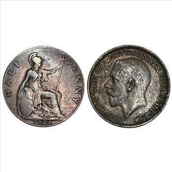 >1924 Great Britain Half Penny (Copper Toning) and 1941 Australia ...