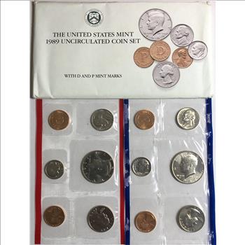 >1989-D&P United States Mint Uncirculated Coin Set - 10 Coins & 2 Mint ...