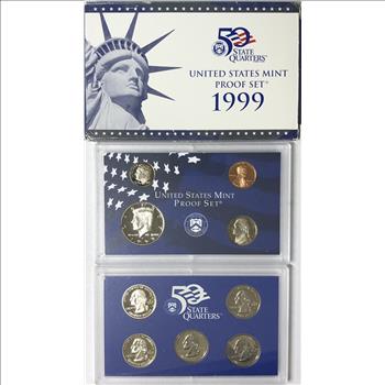 >1999-S U.S. Mint Proof Set - 9 Coins in Original Government Packaging ...