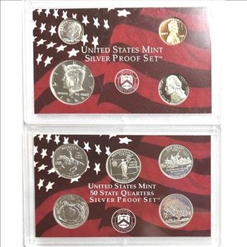 - 1999-S U.S. Mint Silver Proof Set - 9 Coins Including 7 Silver Coins ...