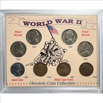 World War II Obsolete Coin Collection - 4 Silver Nickels, 1 Steel & 3 ...