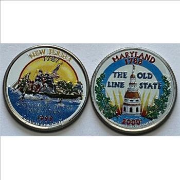 1999 and 2000 U.S. Colorized State Quarters - New Jersey & Maryland ...