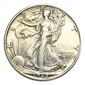 1945 U.S. Silver Walking Liberty Half Dollar - Nice Detail | Property Room
