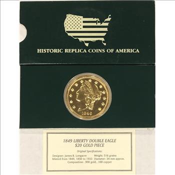 >1949 U.S. Replica Proof Liberty Double Eagle $20 Coin - Layered Gold ...