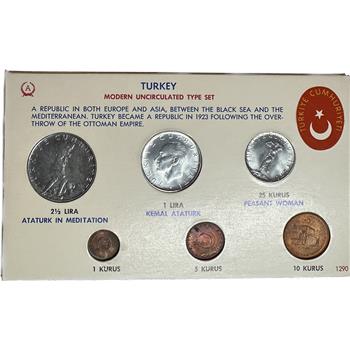 >1973 Turkey Modern Uncirculated Type Coin Set - 6 Coins in Custom Card ...