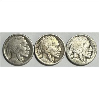 - Trio of Buffalo Nickels - 1913 and 2 Undated | Property Room