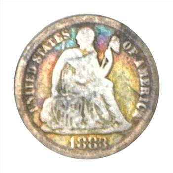 - 1883 U.S. Silver Seated Liberty Dime - Beautiful Rainbow Toning on ...