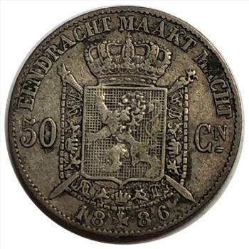 *1886 Belgium Silver 50 Centimes - Beautiful Detail | Property Room