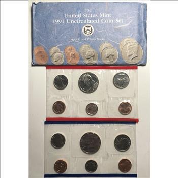 *1991 (P&D) US Mint Uncirculated Coin Set - 10 Coins & 2 Tokens ...