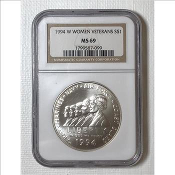 1994-W US. Women in Military Service Commemorative Silver One Dollar ...