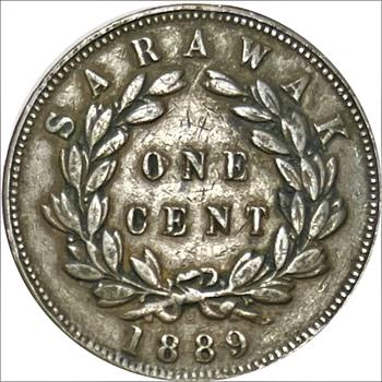 Scarce 1889 Sarawak Copper One Cent Piece KM#6 | Property Room