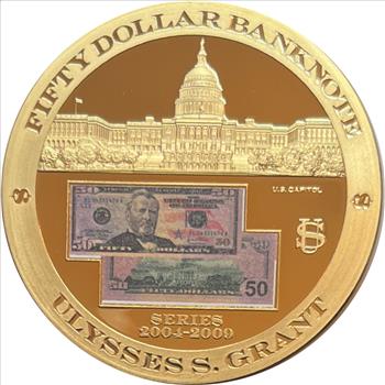 2014 American Mint $50 Banknote Ulysses S Grant Federal Reserve Note 24K Gold Layered ...
