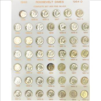 1946-1964 U.S. Silver Uncirculated Set Of Roosevelt Dimes (48 Coins) In ...