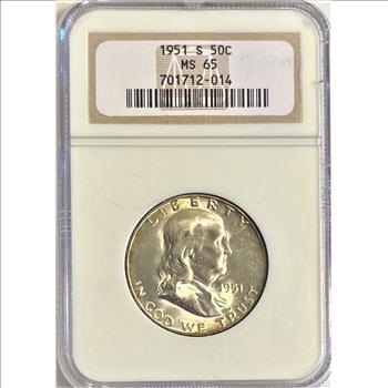 1951-S US Silver NGC MS65 Franklin Half Dollar | Property Room