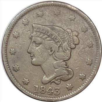1843 U.S. Large Cent Choice Collector Grade & Nice! | Property Room