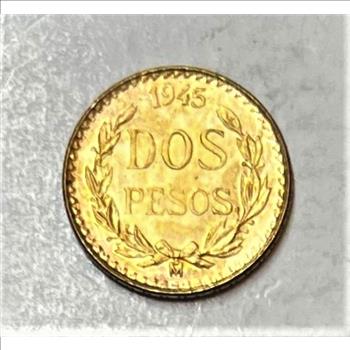 1945 Mexico Gold Dos Pesos Gorgeous Uncirculated-Fresh, Choice & Original | Property Room