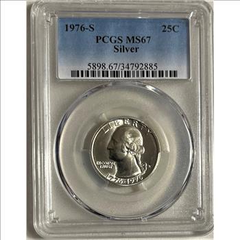 1976-S Silver PCGS MS67 Gem Bicentennial Quarter | Property Room