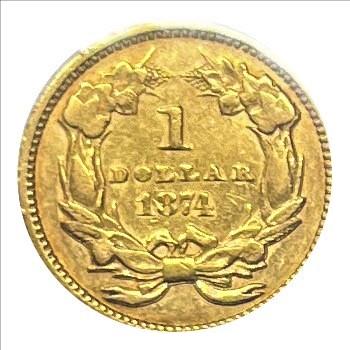 1874 U.S. Type 3 Gold One Dollar Piece-Scarce Almost Uncirculated ...