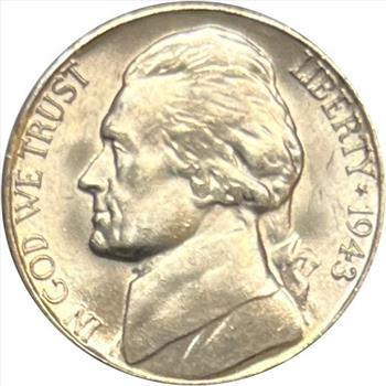 1943-S U.S. Silver Emergency Issue WW2 Jefferson Nickel-Choice High ...