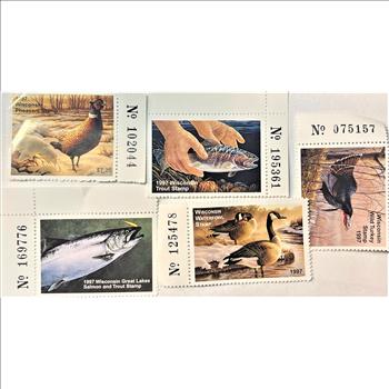 Duck Stamps - Five Assorted State Of Wisconsin Un-Endorsed Wildlife ...