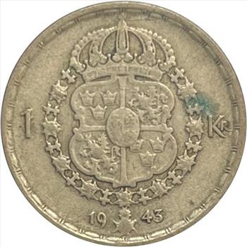 1943 Sweden One Krona Silver Coin | Property Room