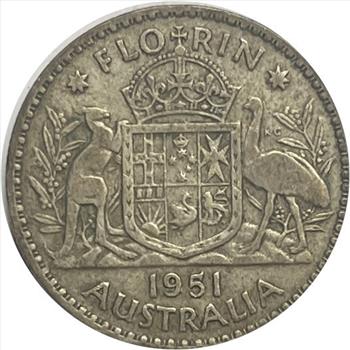 1951 Australia Silver One Florin-Nice Original Collector Coin ...