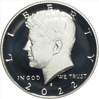 2022-S U.S. Silver Deep Cameo Proof Kennedy Half Dollar-Jet Black Cameo ...