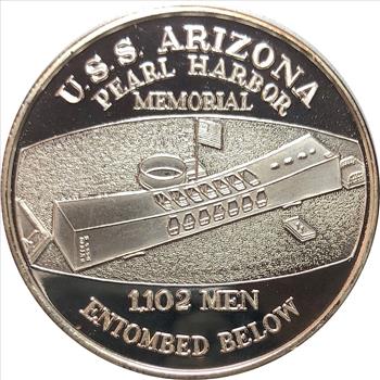 .999 Silver 1 Troy Ounce Commemorative USS Arizona War Memorial Coin ...