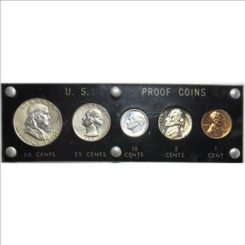 1959 U.S. Proof Coin Set - Silver Half Dollar, Silver Quarter, Silver ...
