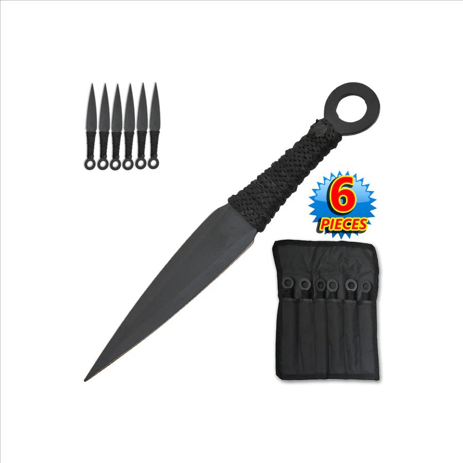 Naruto Kunai Anime 6-PC Throwing Knife Set- Black | Property Room