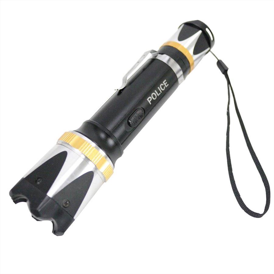 Defender Silver Gold Trim Tactical 10 Million Flashlight Style LED Stun ...