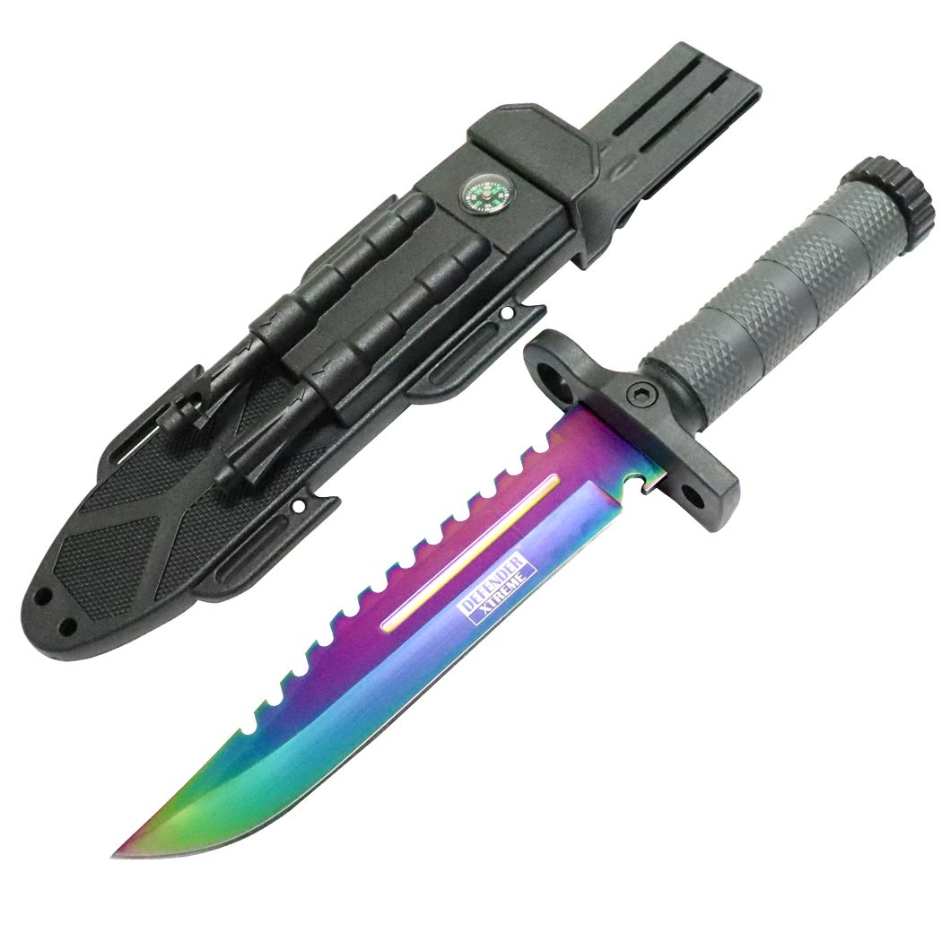 Defender-Xtreme 13" Survival Knife w/ Sheath Blade Sharpener Fire ...
