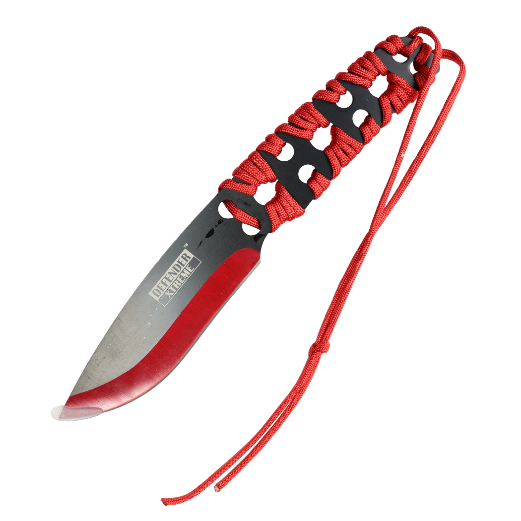 Defender-Xtreme 10" Black & Red Blade With Red Nylon Cord Wrapped ...