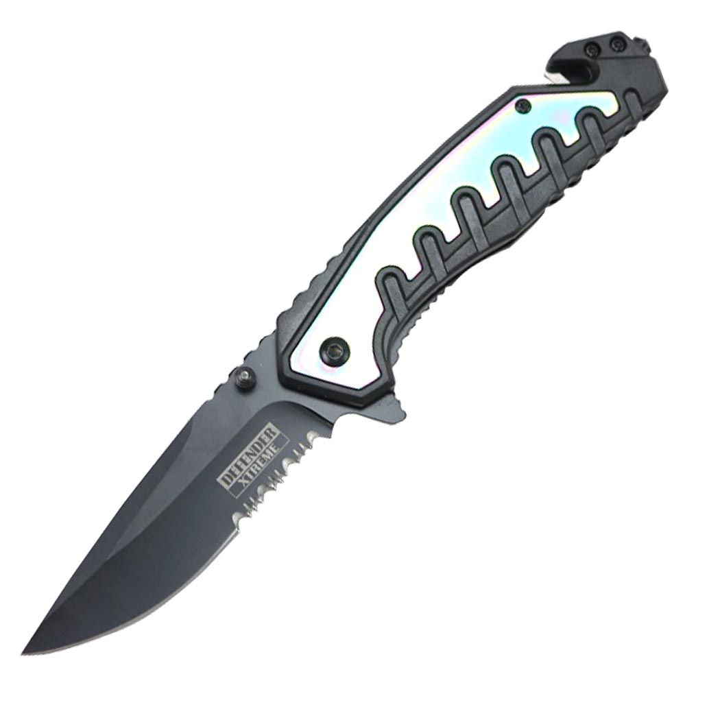 Defender-Xtreme 9" Rainbow & Black Spring Assisted Folding Knife with ...