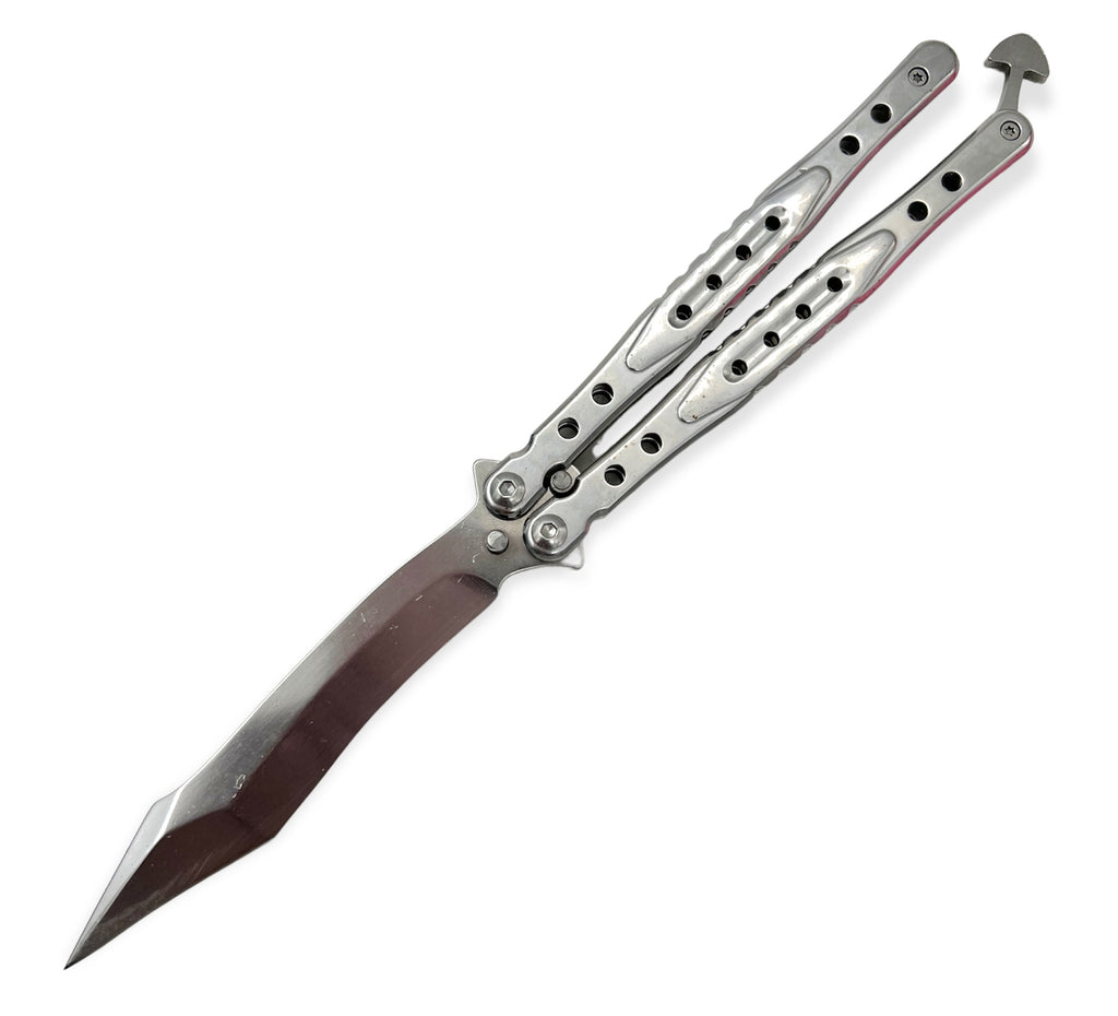 Silver Reverse Tanto Blade Solid Stainless Handle (Real Folding Knife ...