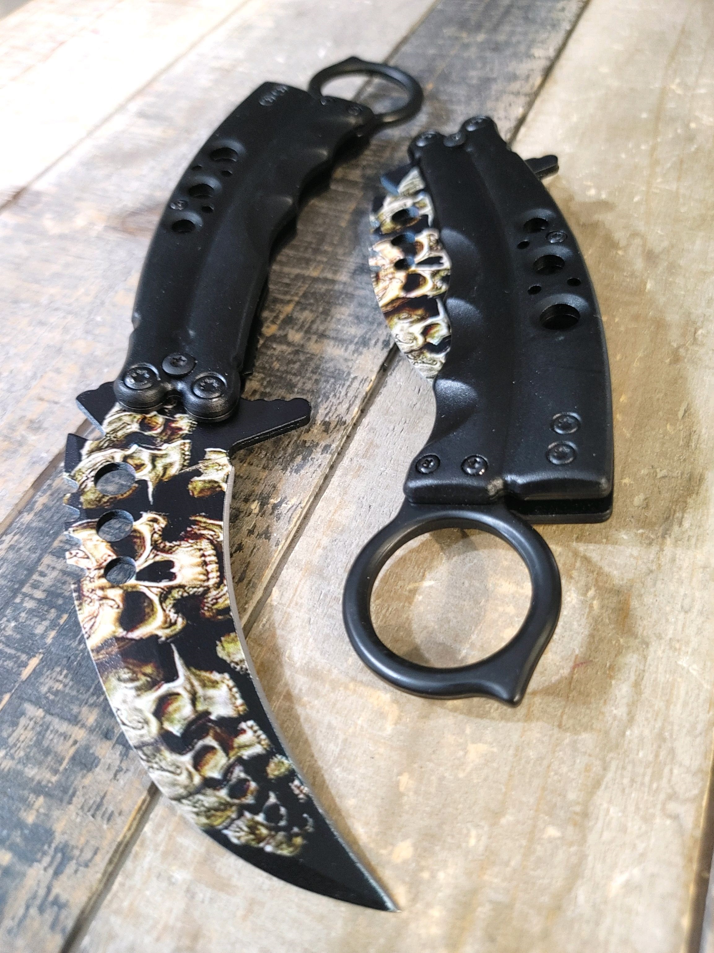 8.5 Inch Tiger-USA Karambit Spring Assisted Style Knife - Skull ...