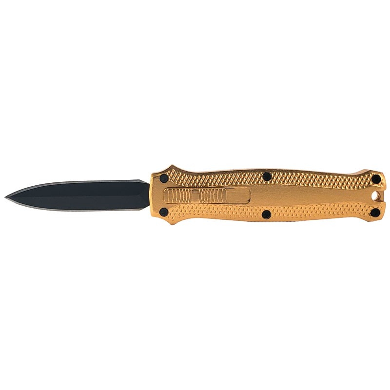 Mighty Mini OTF Pocket Knife Lightweight Aluminum Handle Gold ...