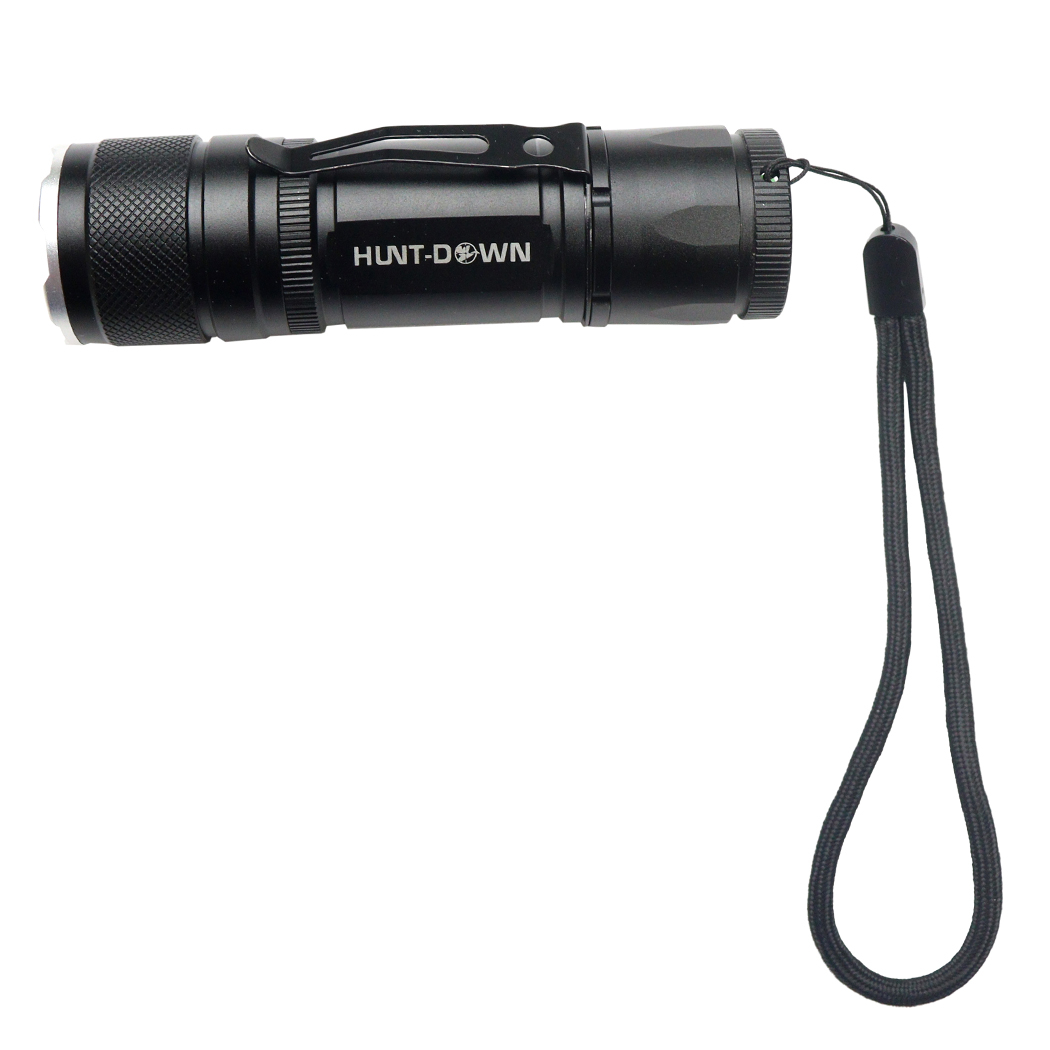 Hunt-Down High Powered Super Beam Mini Tactical Zoom Black Flashlight ...